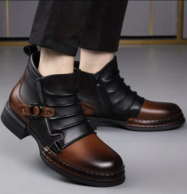 NEW RETRO BRITISH Mens Chelsea Boots Ankle Boots Pull On Zip Size 10.5 ...