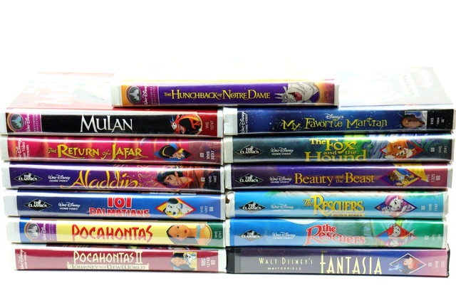 DISNEY CLAMSHELL VHS Kid's Movie Lot - Pocahontas Aladdin Rescuers Fox ...