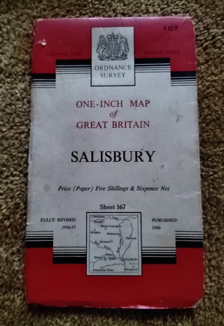 OLD VINTAGE 1956-57 Ordnance Survey One-Inch Map - Sheet 167 ...