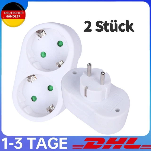 2 STÜCK MEHRFACHSTECKER ver Doppelstecker Multisteckdose 2fach ...