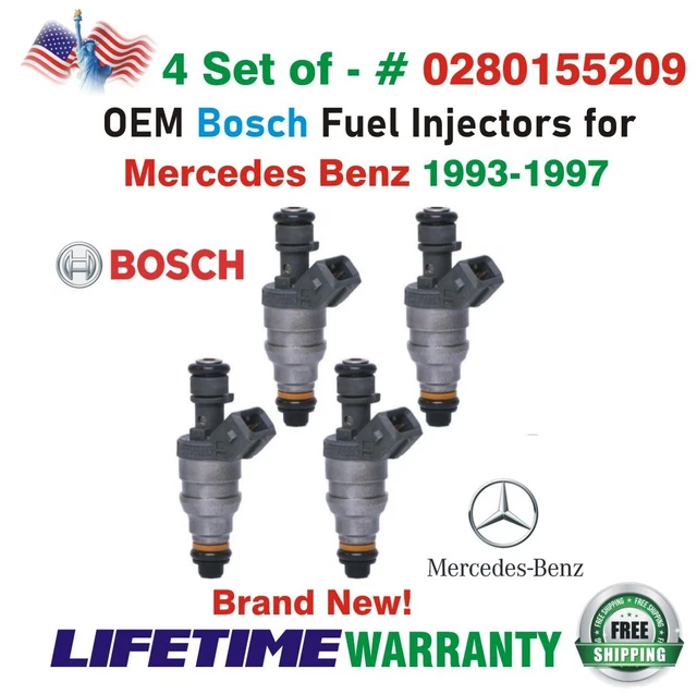 GENUINE BOSCH X4 Fuel Injectors for 1993-1997 Mercedes Benz I4 & I6 ...