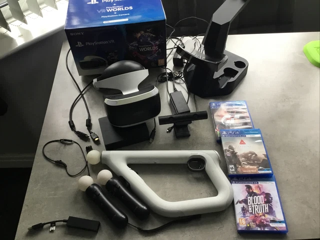 SONY PLAYSTATION VR + Games, Aim Controller, Camera,2x Move Controllers ...