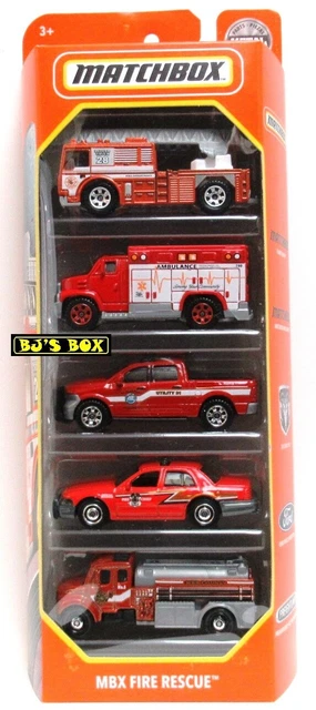 MATCHBOX 2021 5 Pack MBX Fire Rescue Ladder Truck Pumper Ambulance ...
