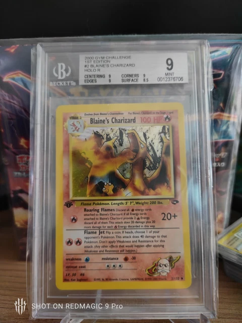BGS 9 1ST Edition Blaine's Charizard 2/132 Gym Challenge MINT Pokémon TCG EUR 1.350,00 - PicClick DE