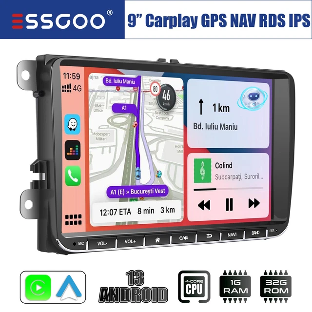 AUTORADIO CARPLAY ANDROID 13 32G GPS RDS BT per VW GOLF 5 Plus Polo Touran Caddy EUR 112,76 ...