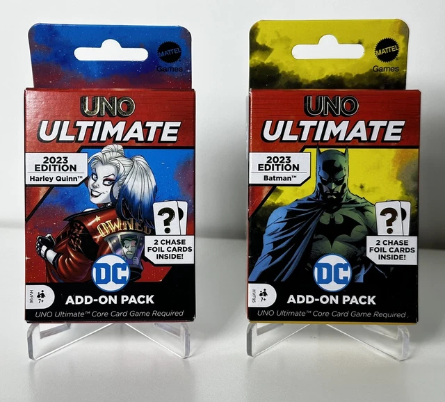 UNO ULTIMATE DC Comics 2023 Add-On Pack BATMAN & HARLEY 2 Foil Chase ...