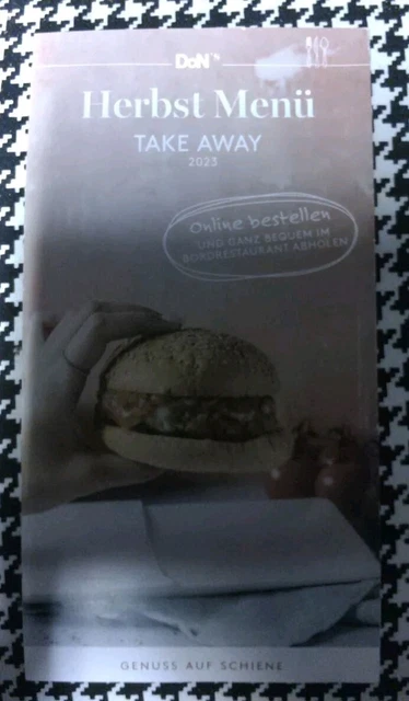 SPEISEKARTE ÖSTERREICHISCHE BUNDESBAHN ÖBB DoNs Take Away Herbst-Menü ...