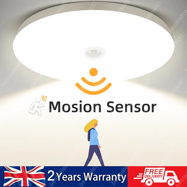 LED CEILING LIGHTS PIR Motion Sensor Hallways Corridor Lighting 12W 18W ...