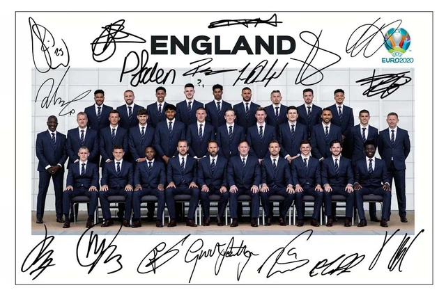 ENGLAND EURO 20 21 Team Squad Multi Signed Autograph 12x8 PHOTO ...