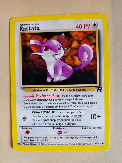 CARTE POKÉMON RATTATA 66/82 Edition 2 Team Rocket Wizards FR EUR 2,00 - PicClick FR