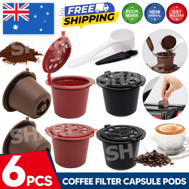6PCS REFILLABLE REUSABLE Coffee Filter Capsule Pods For Nespresso Maker ...