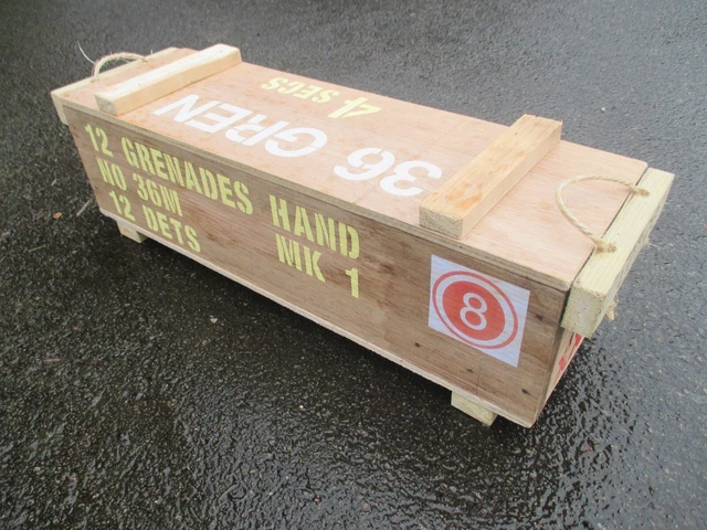 REPRO WW2 WOOD British Mills No 36 Wooden Crate Box Empty Reenactment ...