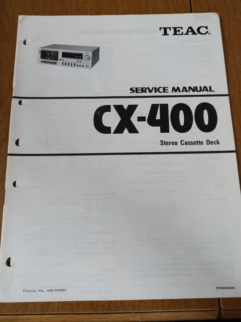 TEAC CX-400 CASSETTE Deck Service Manual Original £23.64 - PicClick UK
