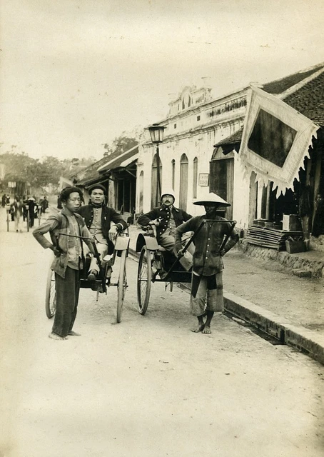 VIETNAM FRENCH TONKIN Pulled Rickshaw Colonial Empire Old Photo 1890 ...