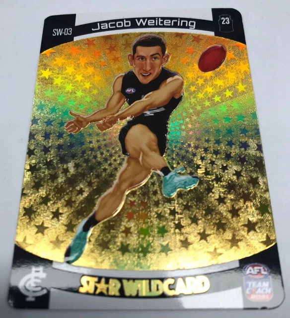 2021 AFL TEAMCOACH Trading Card GOLD Star Wild Card SW3 Jacob Weitering ...