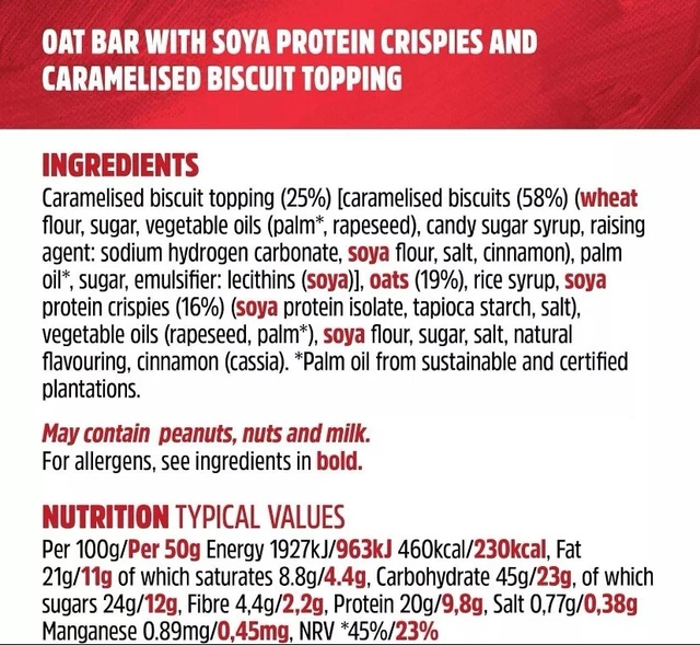 TREK HIGH PROTEIN Flapjack Biscoff - Plant Based - Vegan Snack - 50 g x ...