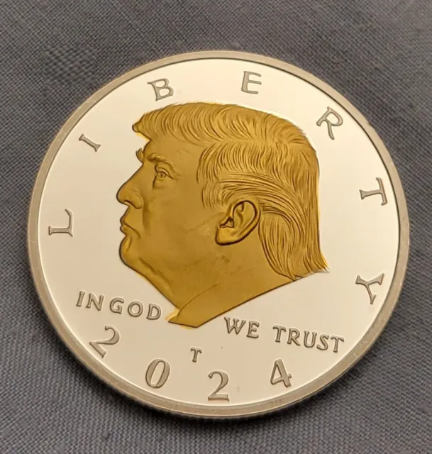 DONALD TRUMP SILVER Gold Coin US President MAGA White House Americana ...