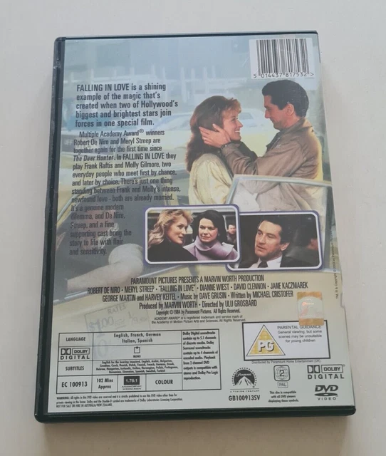 FALLING IN LOVE DVD 1984 Robert De Niro Meryl Streep Harvey Keitel ...