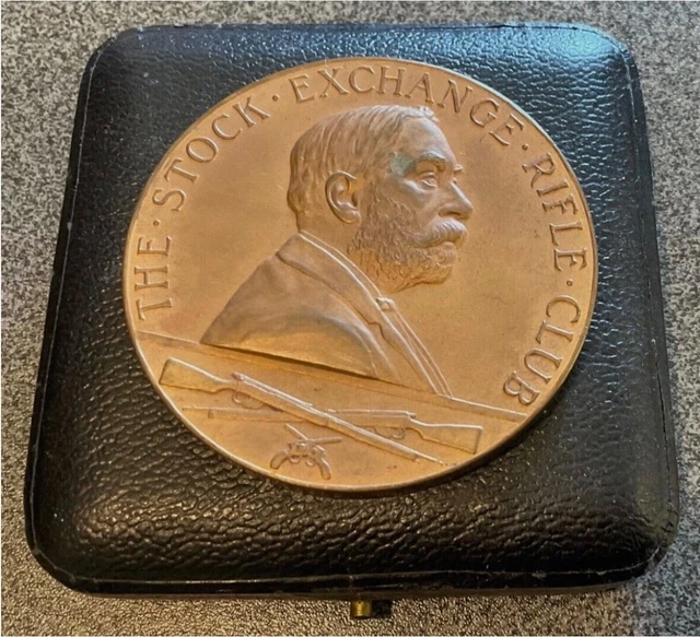 RARE STOCK EXCHANGE Rifle Club Bronze Medal,Awarded To B.hughs Bisley ...