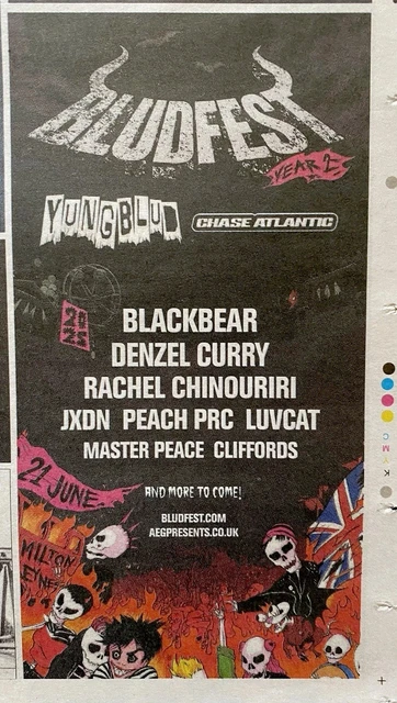 YUNGBLUD BLUDFEST 2025 Tour Line Up Live Blackbear Ad News Advert ...