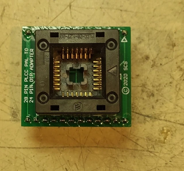 PLCC28 ZIF TO DIP24 pin adapter for programming PLCC ATF22V10 PALs ...