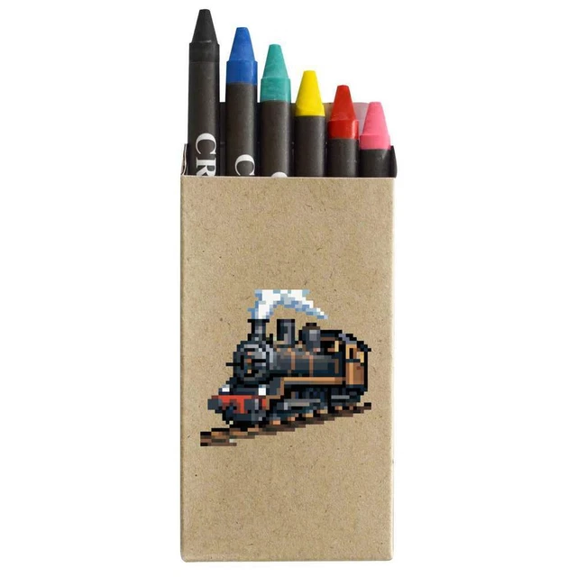 'STEAM-POWERED LOCOMOTIVE TRAIN Pixel Art ' Coloured Crayon Set ...