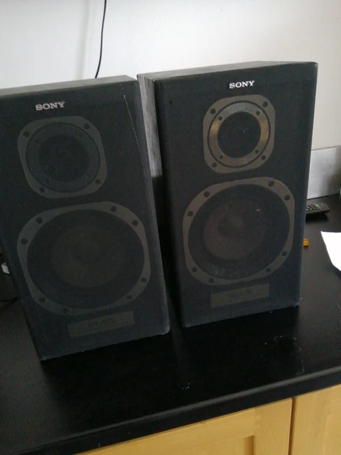 SONY HIFI SPEAKERS Black SS-A70 System 6ohms 80W Quality working 41.5cm ...