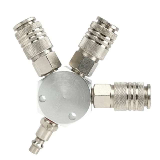 HEAVY-DUTY 3-WAY MANIFOLD Quick Coupler Female Air Hose Coupling ...