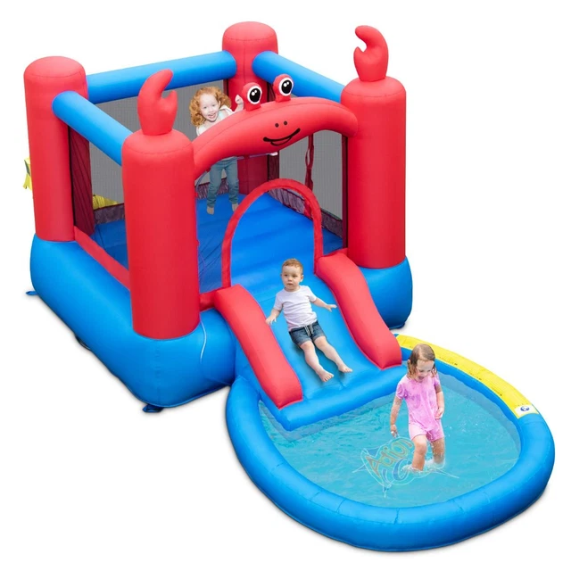 INFLATABLE RED CRAB-THEMED Water Slide Park with Slide and Splash Pools ...