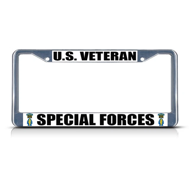 U.S. VETERAN SPECIAL FORCES MILITARY Chrome Metal License Plate Frame ...