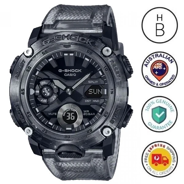 NEW CASIO G-SHOCK Carbon Core Guard Watch Clear Black Resin Ana Digi ...