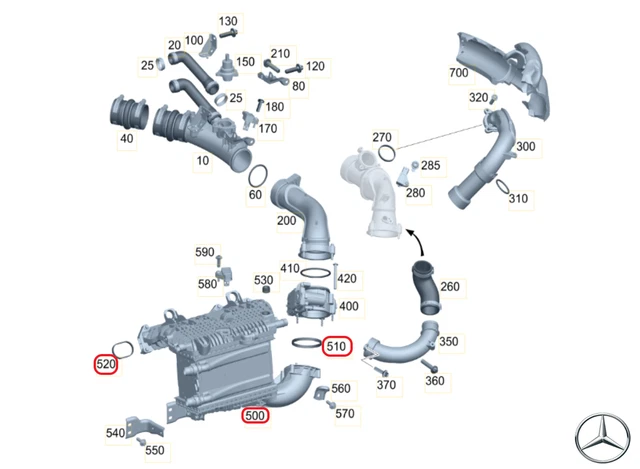 GENUINE MERCEDES-BENZ A2540906800 intercharging air distributor, intake ...