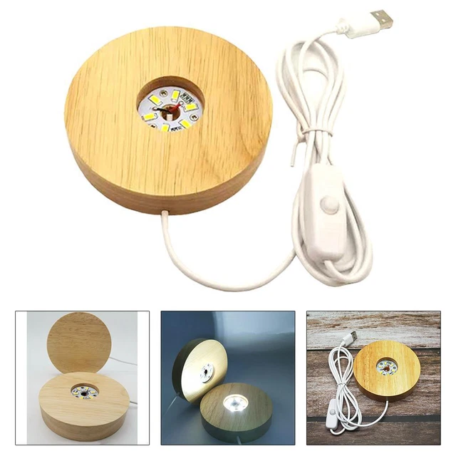 WOOD LIGHT BASE Rechargeable Wooden LED Light Display Stand Lamp Holder ...