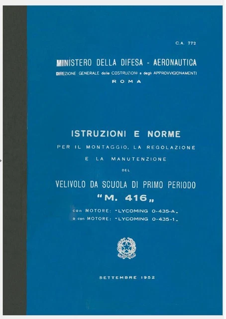 MACCHI M416 AERMACCHI Ami Macchi Flight Manual Fokker S11 Ca772 - Dvd ...