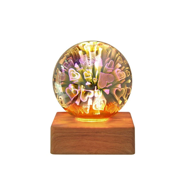 3D COLORFUL GLASS Ball Projector Night Light USB Lamp Home Kids Bedroom ...