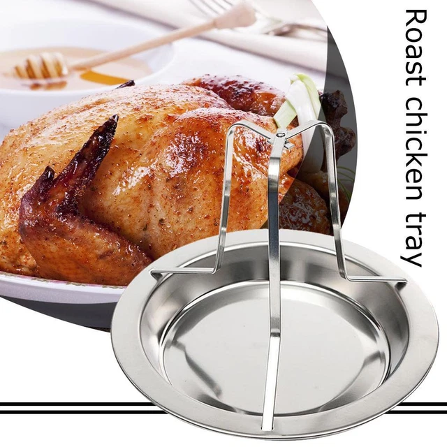STAINLESS STEEL CHICKEN Roaster Rack Plate Non Stick DIY BBQ Grill ...