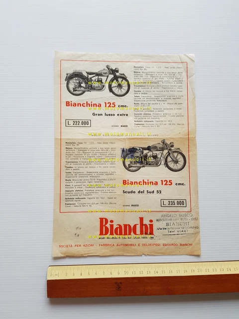 BIANCHI 125 BIANCHINA Scudo del Sud - Gran Lusso Extra 1952 depliant ...
