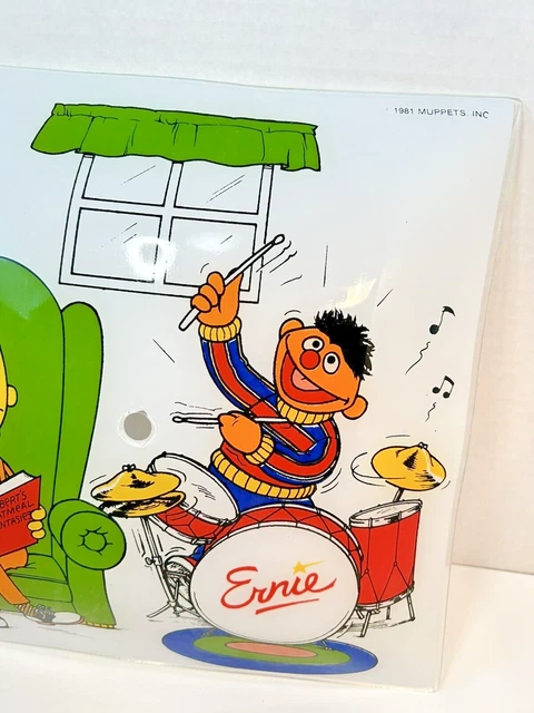 VINTAGE 1981 MUPPETS Inc. Bert Ernie Glass Ceiling Light Shade Sesame ...