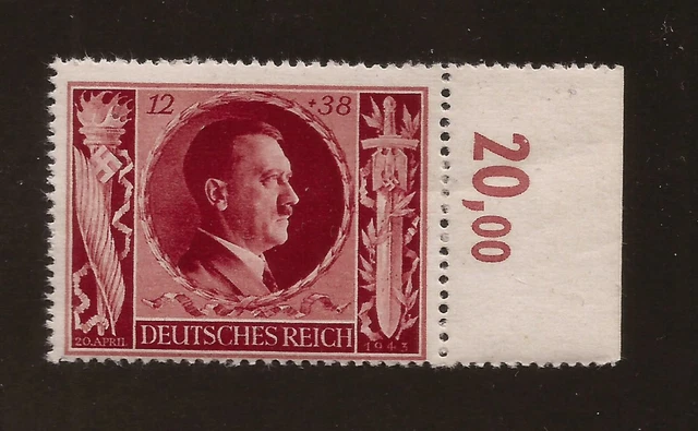 1943 NAZI GERMANY 3rd Third Reich Hitler birthday stamp RED MNH EUR 3 ... 1943 NAZI GERMANY 3rd Third Reich Hitler birthday stamp RED MNH EUR 3 ...