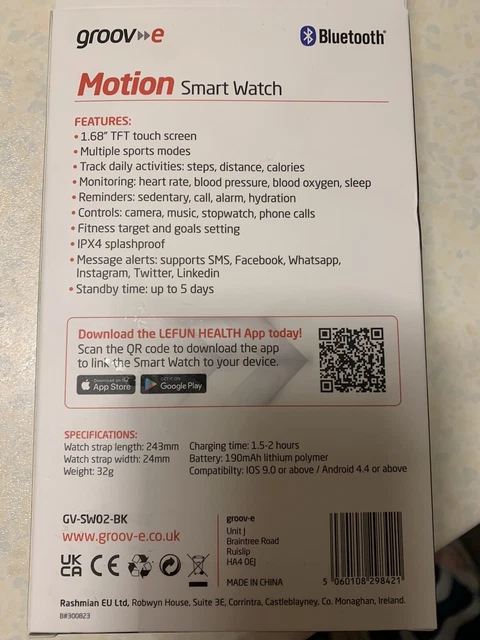 SMART WATCH GROOVE Motion GV-SW02 BK. (RRP £39,99) EUR 20,36 - PicClick IT