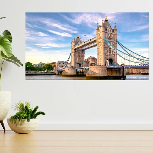 LONDON TOWER BRIDGE Thames River 3d View Wall Sticker Poster Decal A406 ...