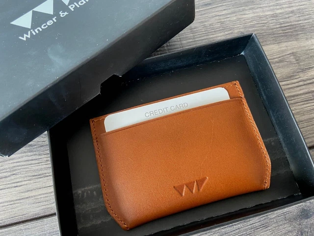 WINCER & PLANT 100% Pelle Cognac Esagono Porta Carte Bnib EUR 38,72 ...