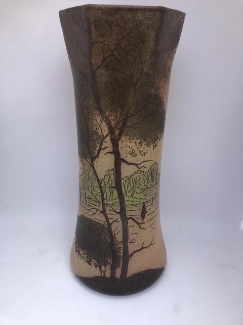 VASE ANCIEN EN VERRE émaillé décor PEINTURE de Paysage dans le goût LEGRAS EUR 120,00 - PicClick FR