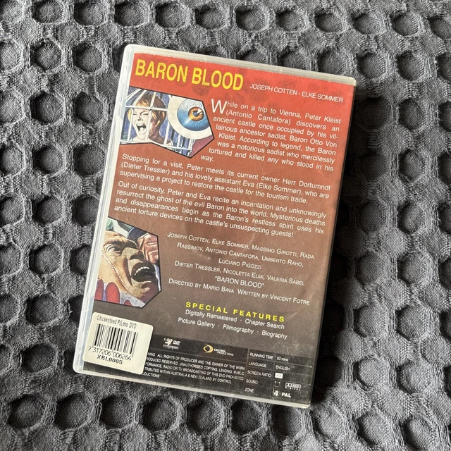 BARON BLOOD (DVD, 1974, Horror) The Torture chamber of.. Region 4 Mario ...