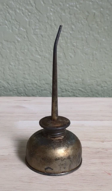 VINTAGE OIL CAN Tin Thumb Pump Oiler Can 5" Small Man Cave Midget Japan ...