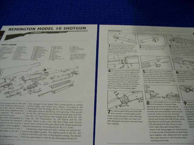 REMINGTON MODEL 10 Shotgun.. Legend/Exploded View/Disassembly (928Mm ...