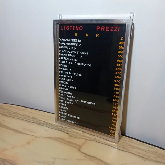TABELLA LISTINO PREZZI Bar 60x40cm EUR 280,00 - PicClick IT