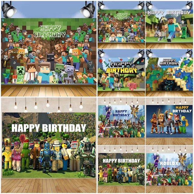 ROBLOX MINE GAMER Party Backdrop Happy Birthday Banner Home Studio ...