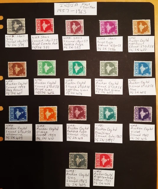 INDIA 1957 - 1963 Map Of India And 5 Year Plan, Used, Clean. Also See ...