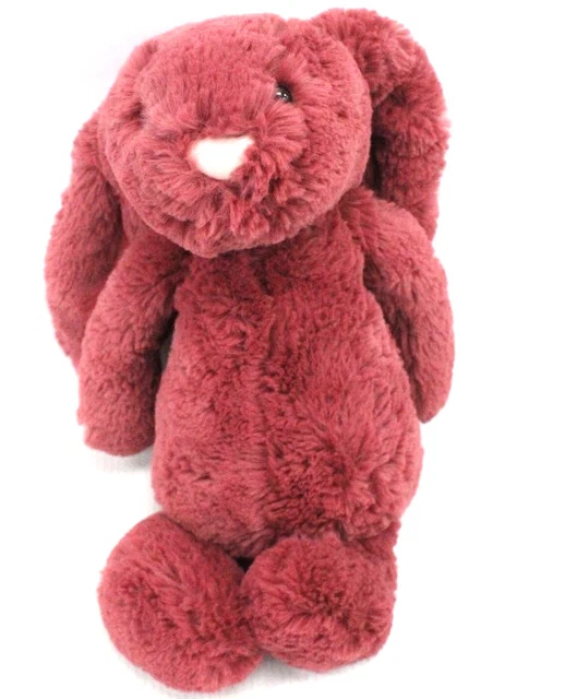 JELLY CAT MEDIUM Sized Burgundy Plush Rabbit Toy 20cm Length- N25 £22. ...